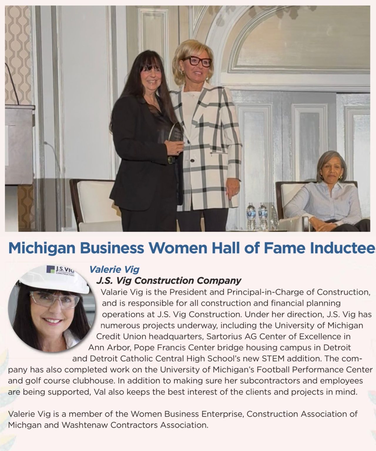 Celebrating a Trailblazer: Valerie Vig Inducted into the 2025 Michigan ...